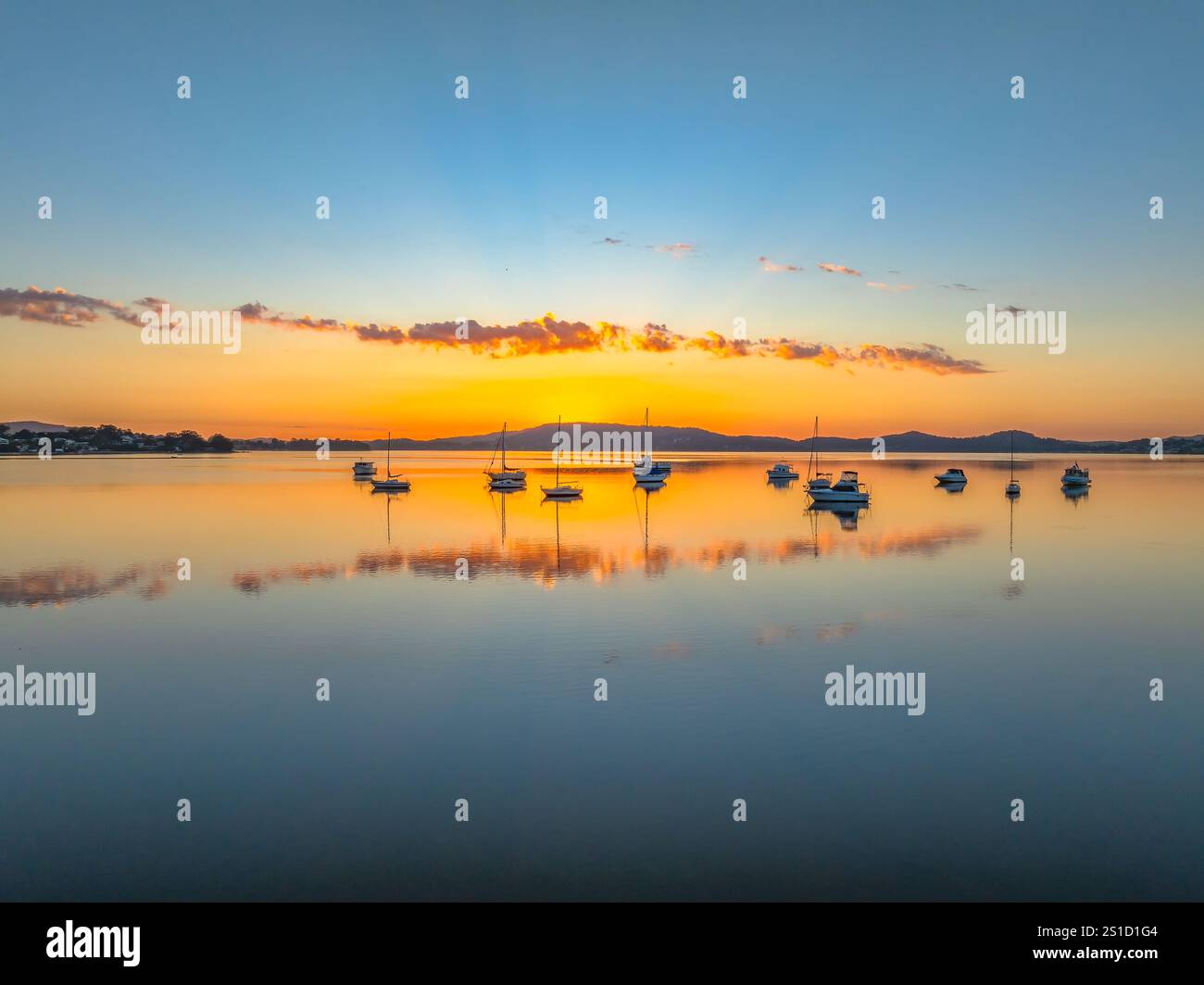 Aerial Sunrise over Brisbane Water at Koolewong Waterfront from Tascott ...