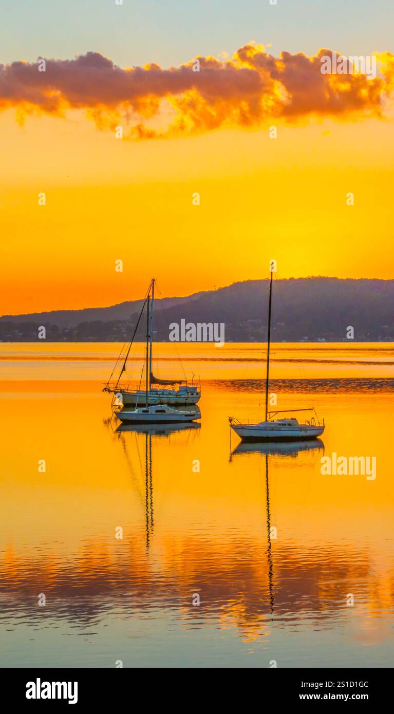 Aerial Sunrise over Brisbane Water at Koolewong Waterfront from Tascott ...