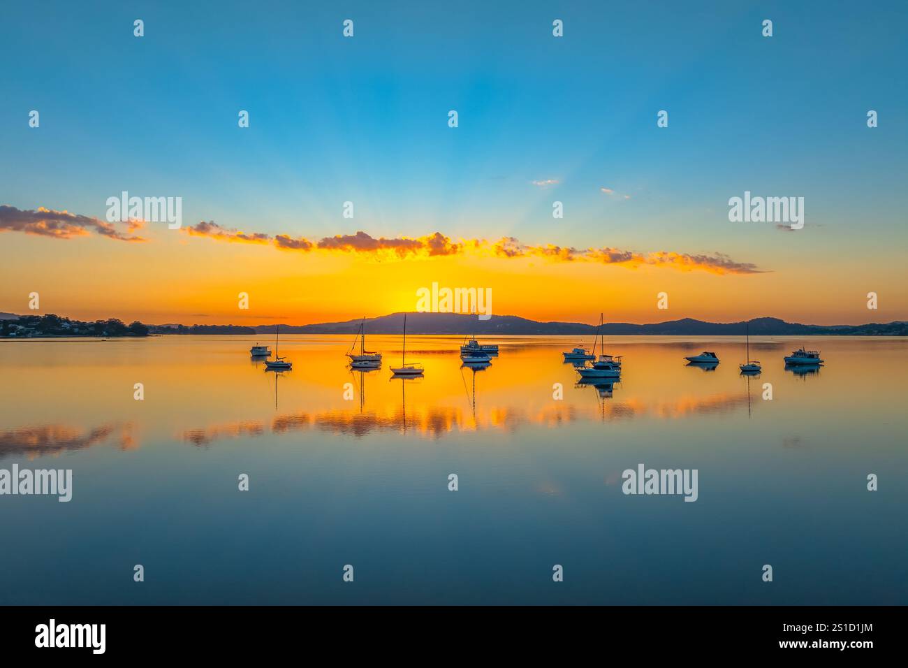 Aerial Sunrise over Brisbane Water at Koolewong Waterfront from Tascott ...