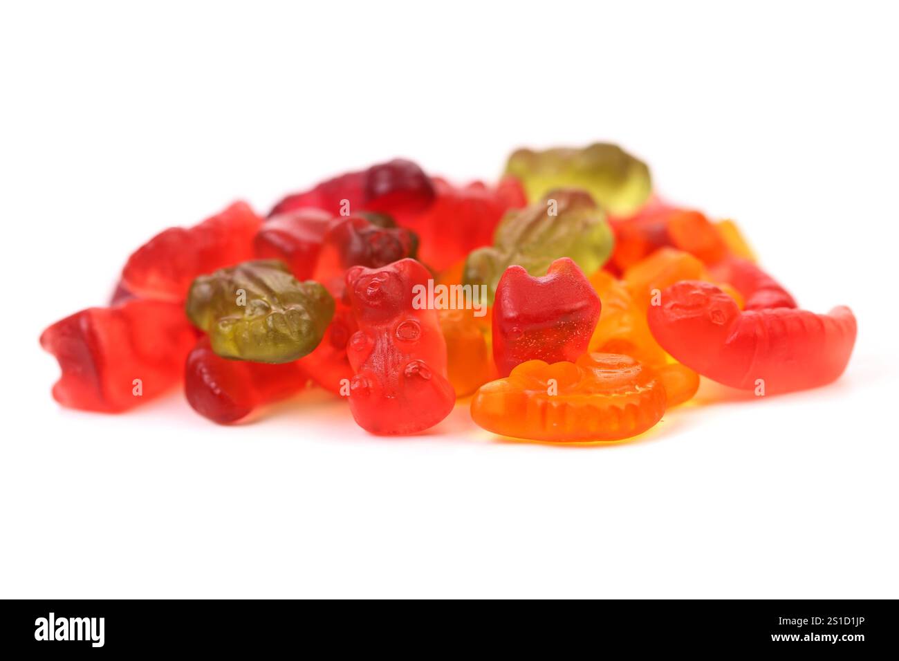 Heap of fruit-paste sweets. Animals candies. White background Stock ...