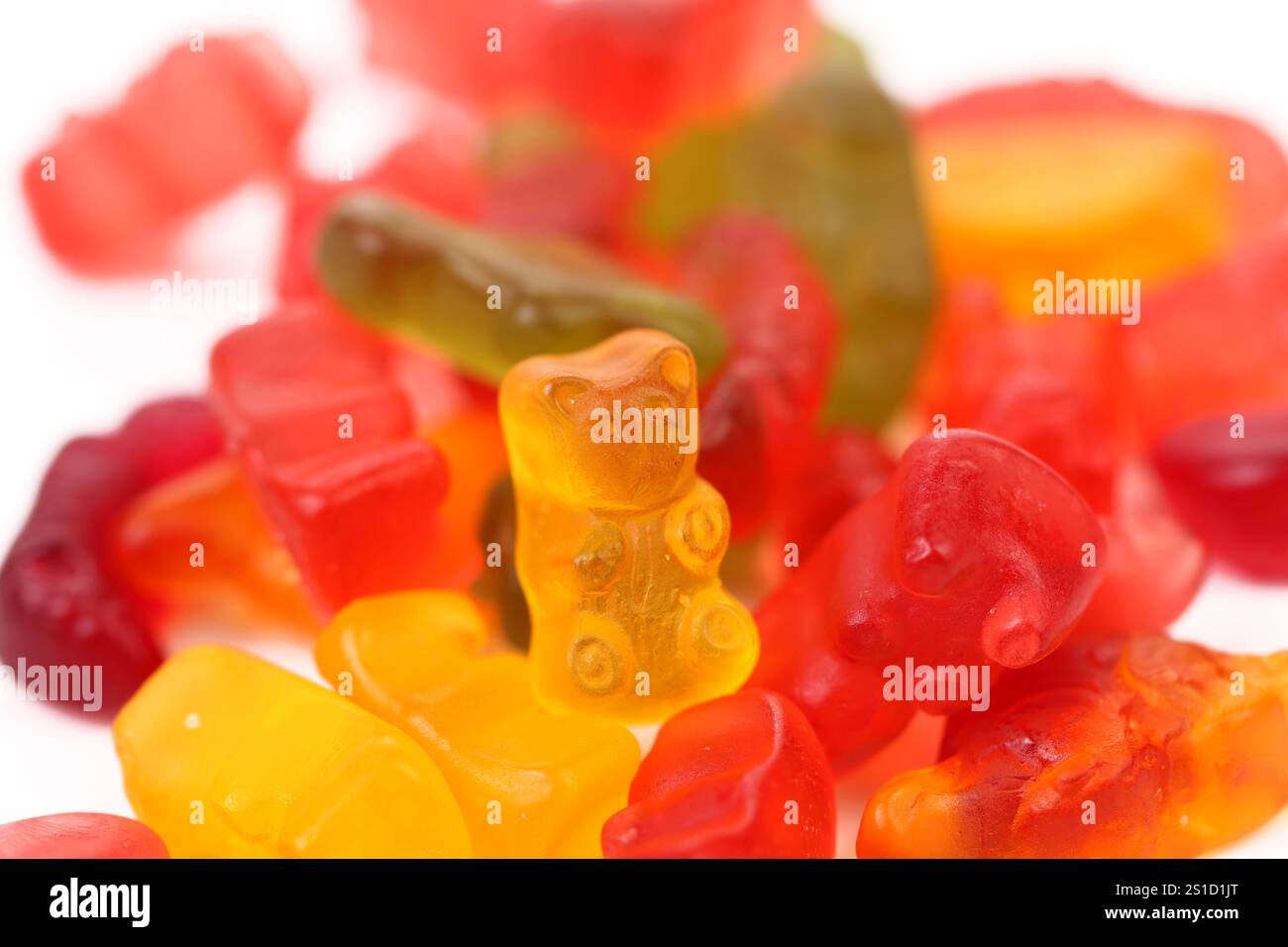 Heap of fruit-paste sweets. Animals candies. White background Stock ...