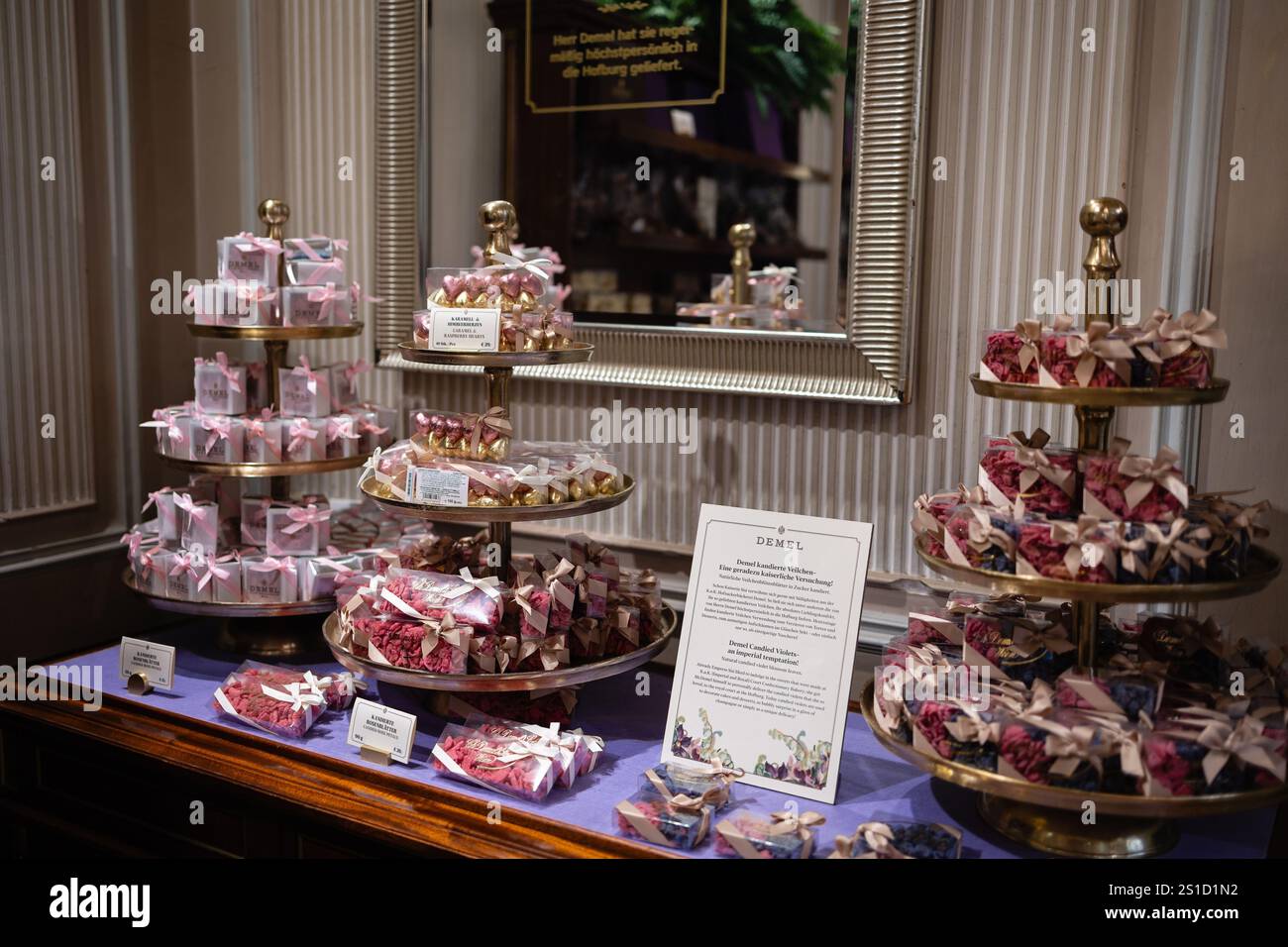 Confectionery delicacies displayed inside Historic Demel Cafe in Vienna ...