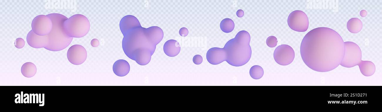 3d liquid blob shape. Abstract fluid gradient ball. Soft pink metaball element illustration ...