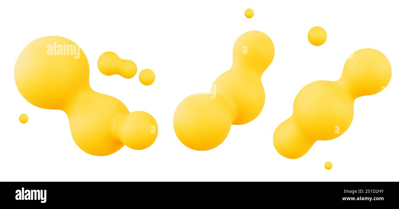 Abstract yellow metaballs set isolated on white background. Vector ...