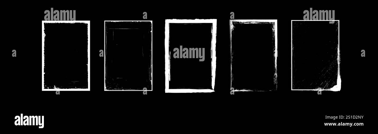 Photo edges stroke collection - black monochrome rectangular frames ...