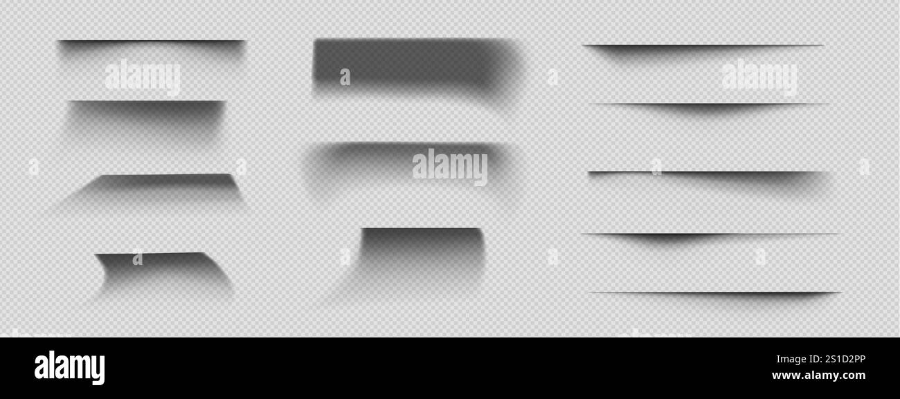 Shadow effect of paper like shapes on transparent background. Realistic ...