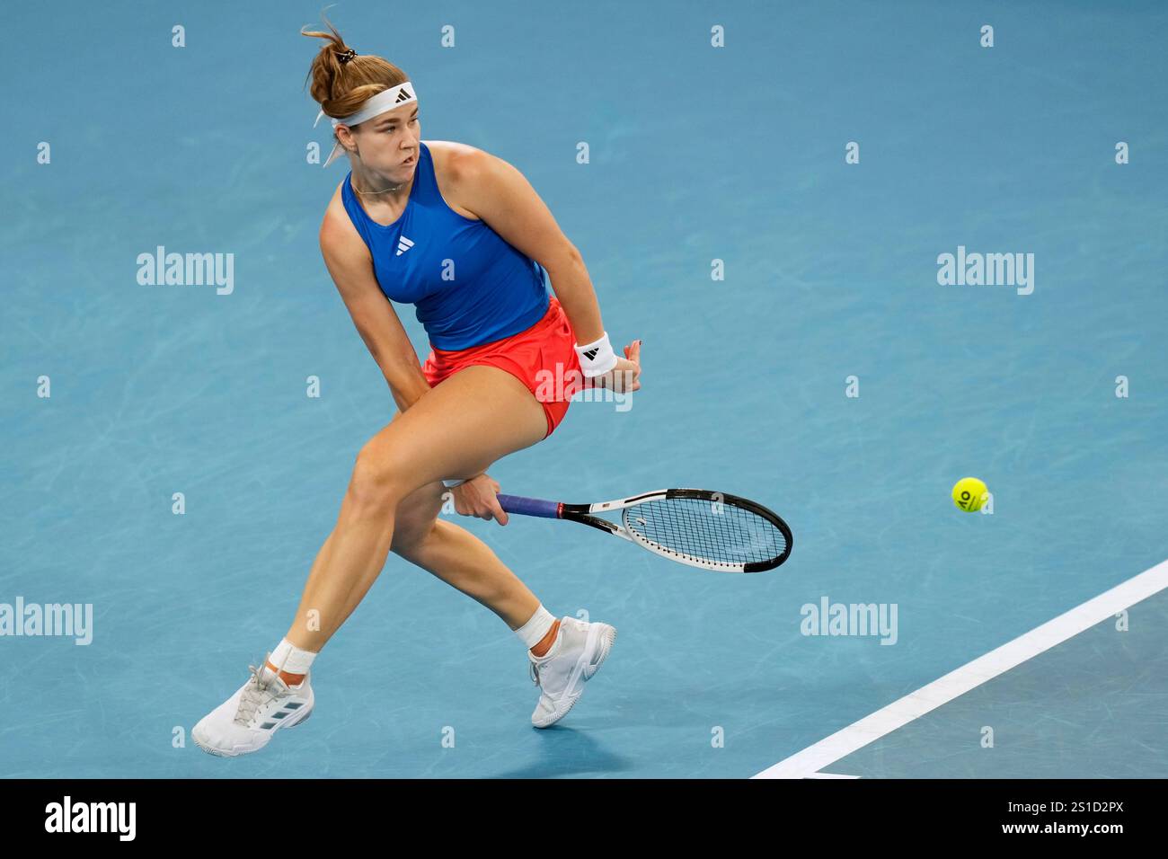 Czechia's Karolina Muchova plays a shot between her legs to Italy's ...
