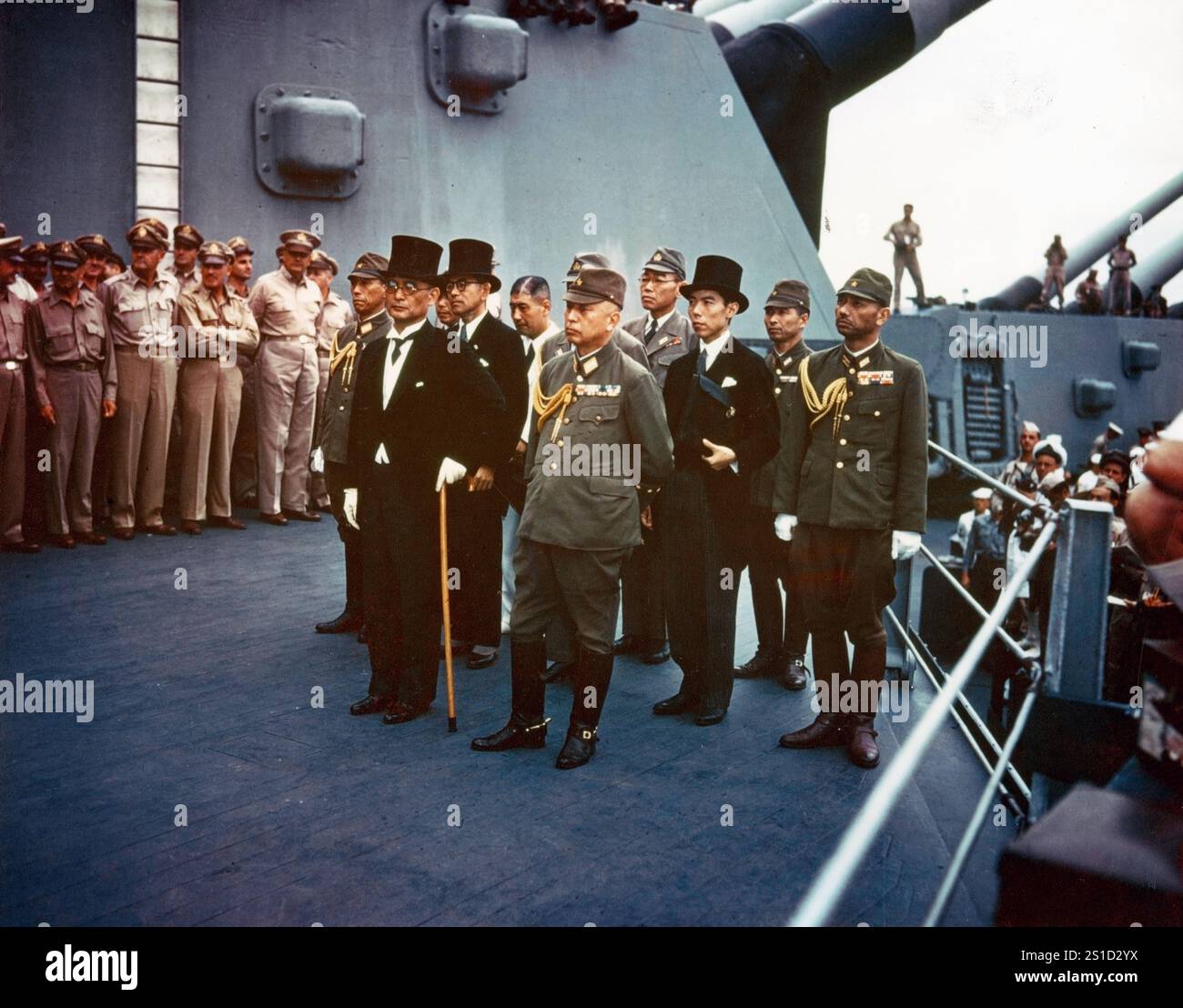 TOKYO BAY, JAPAN - 02 September 1945 - Japanese representatives on ...