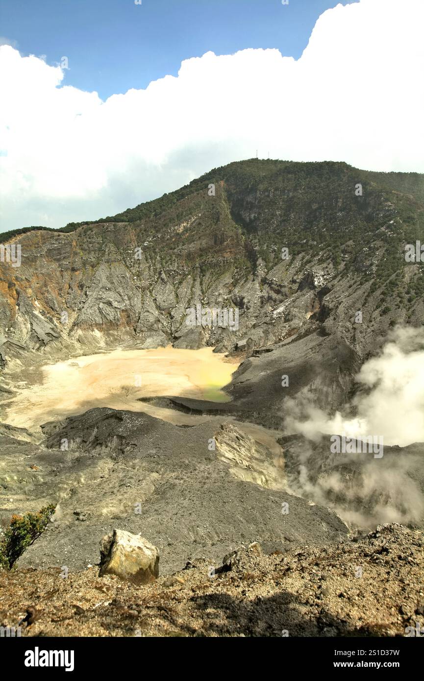 Craters of Mount Tangkuban Perahu volcano in Lembang, West Bandung, West Java, Indonesia Stock ...