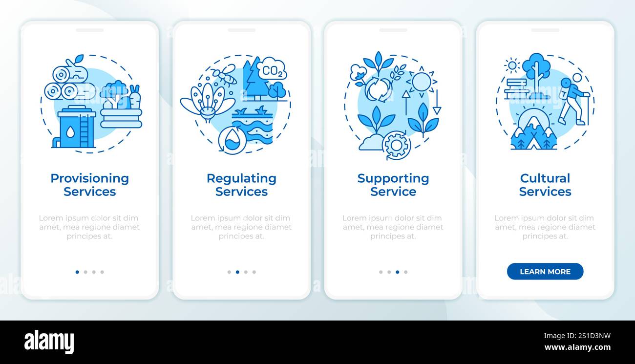 Ecosystem services blue onboarding mobile app screen Stock Vector Image & Art - Alamy