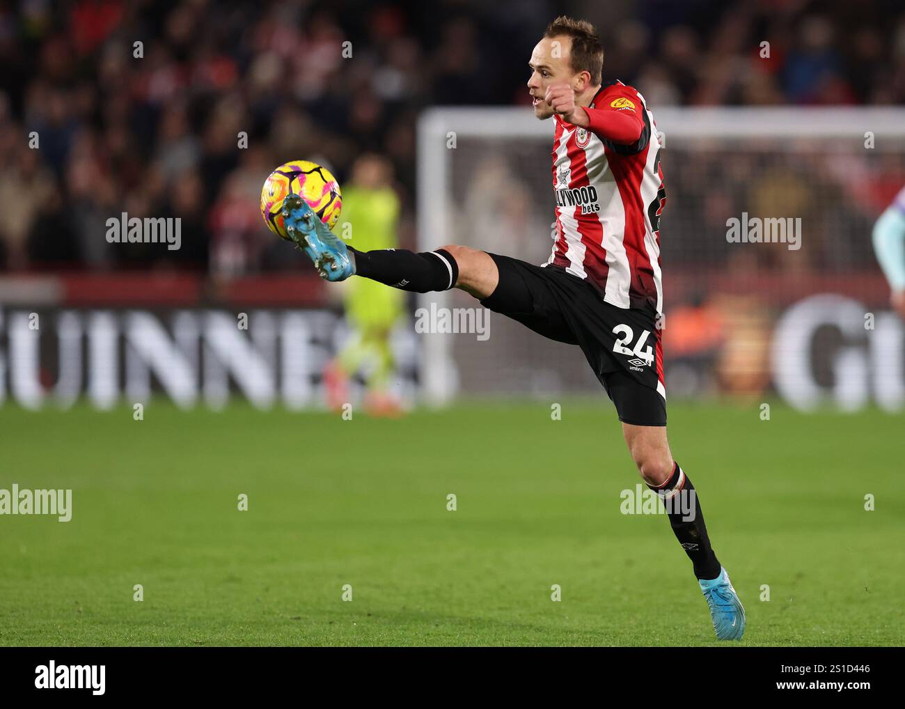 London, UK. 1st Jan, 2025. Mikkel Damsgaard of Brentford during the ...