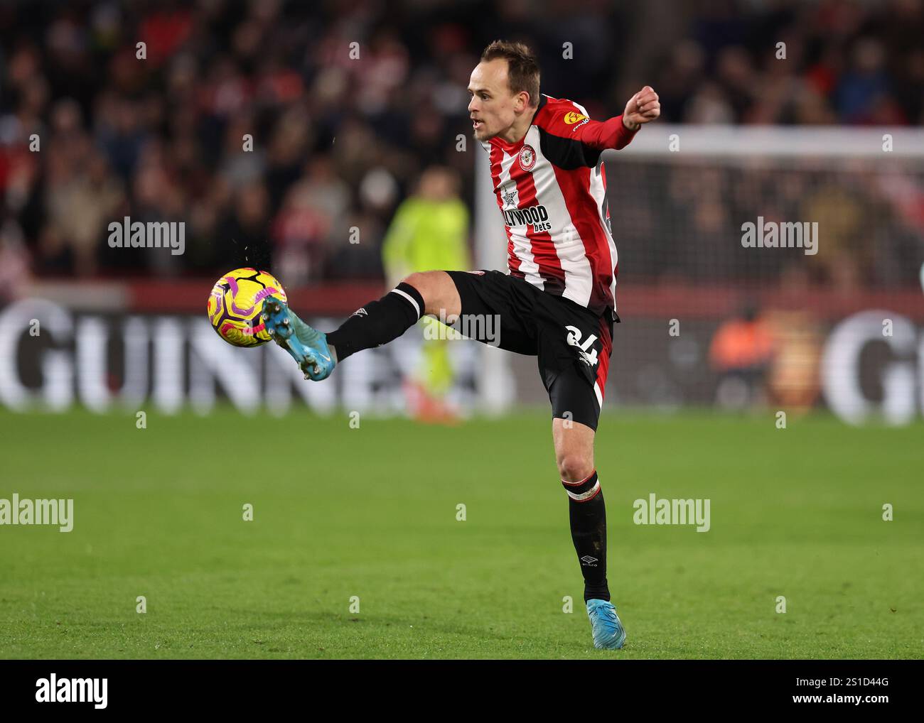 London, UK. 1st Jan, 2025. Mikkel Damsgaard of Brentford during the ...