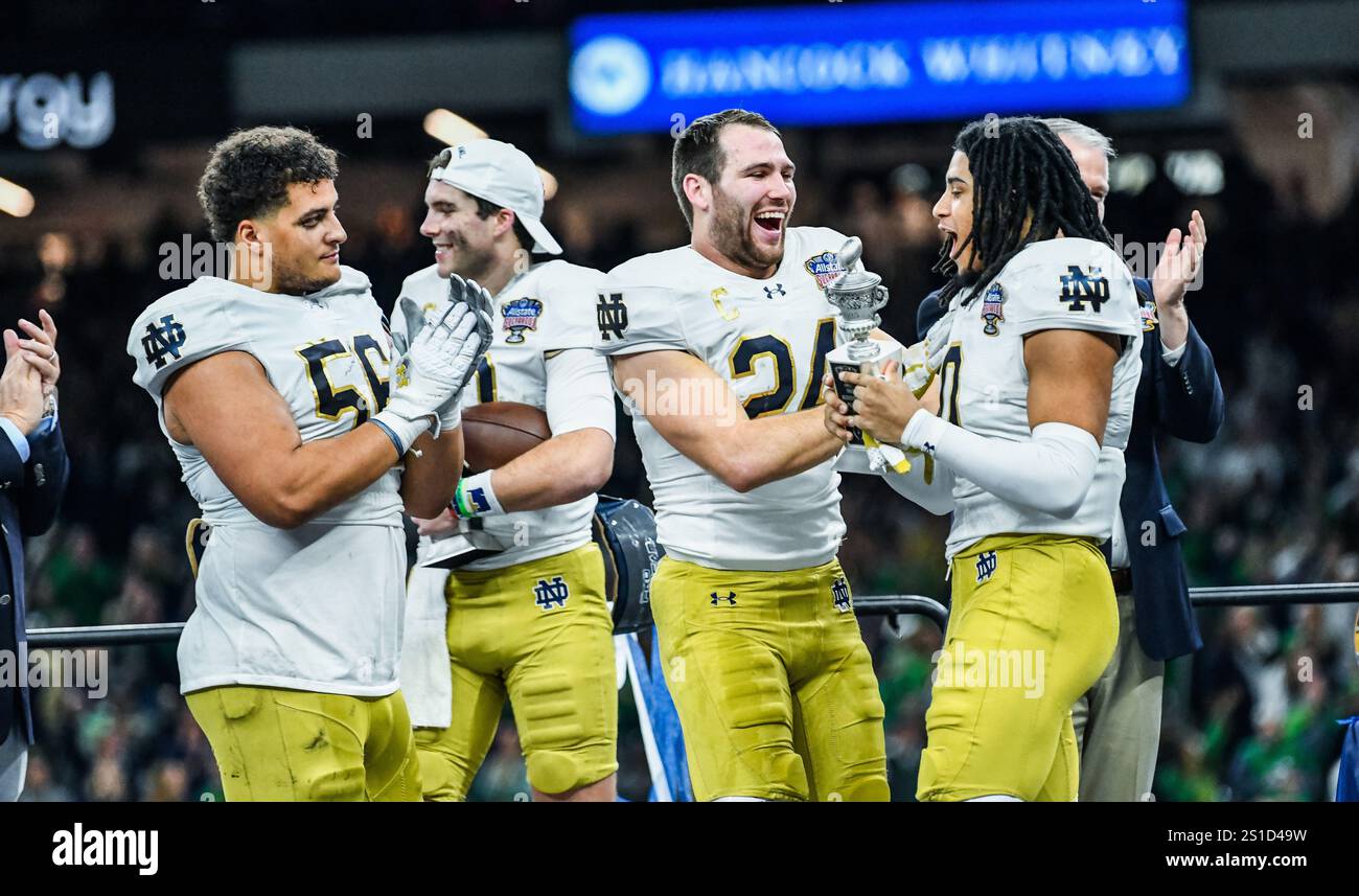 New Orleans, Louisiana, USA. 2nd Jan, 2025. Notre Dame captains Notre ...