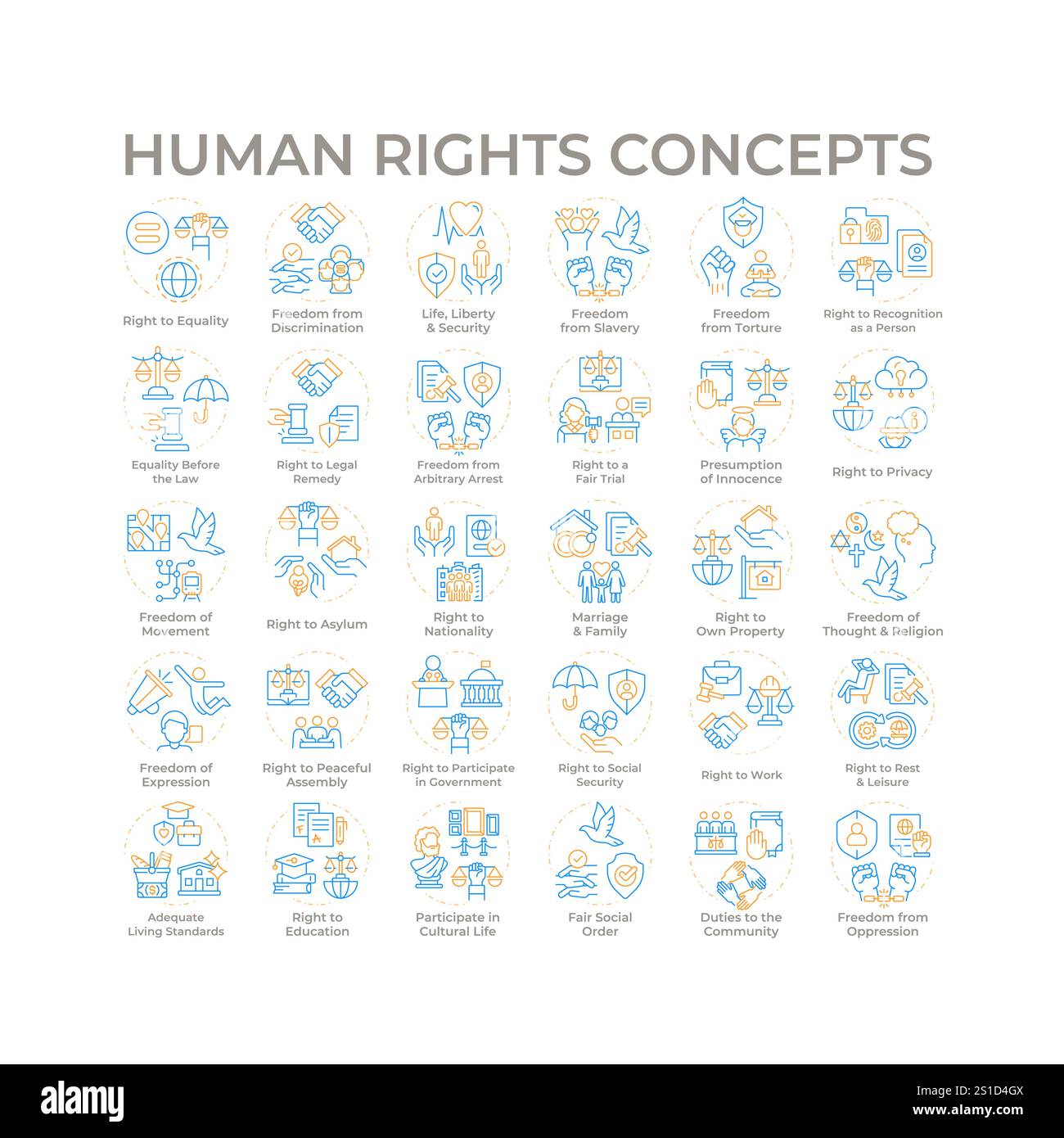 Human rights duo tone concept icons Stock Vector Image & Art - Alamy