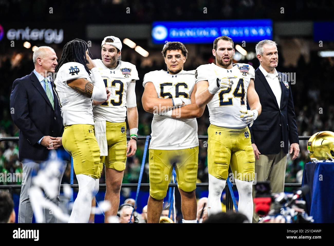 New Orleans, Louisiana, USA. 2nd Jan, 2025. Notre Dame captains Notre ...