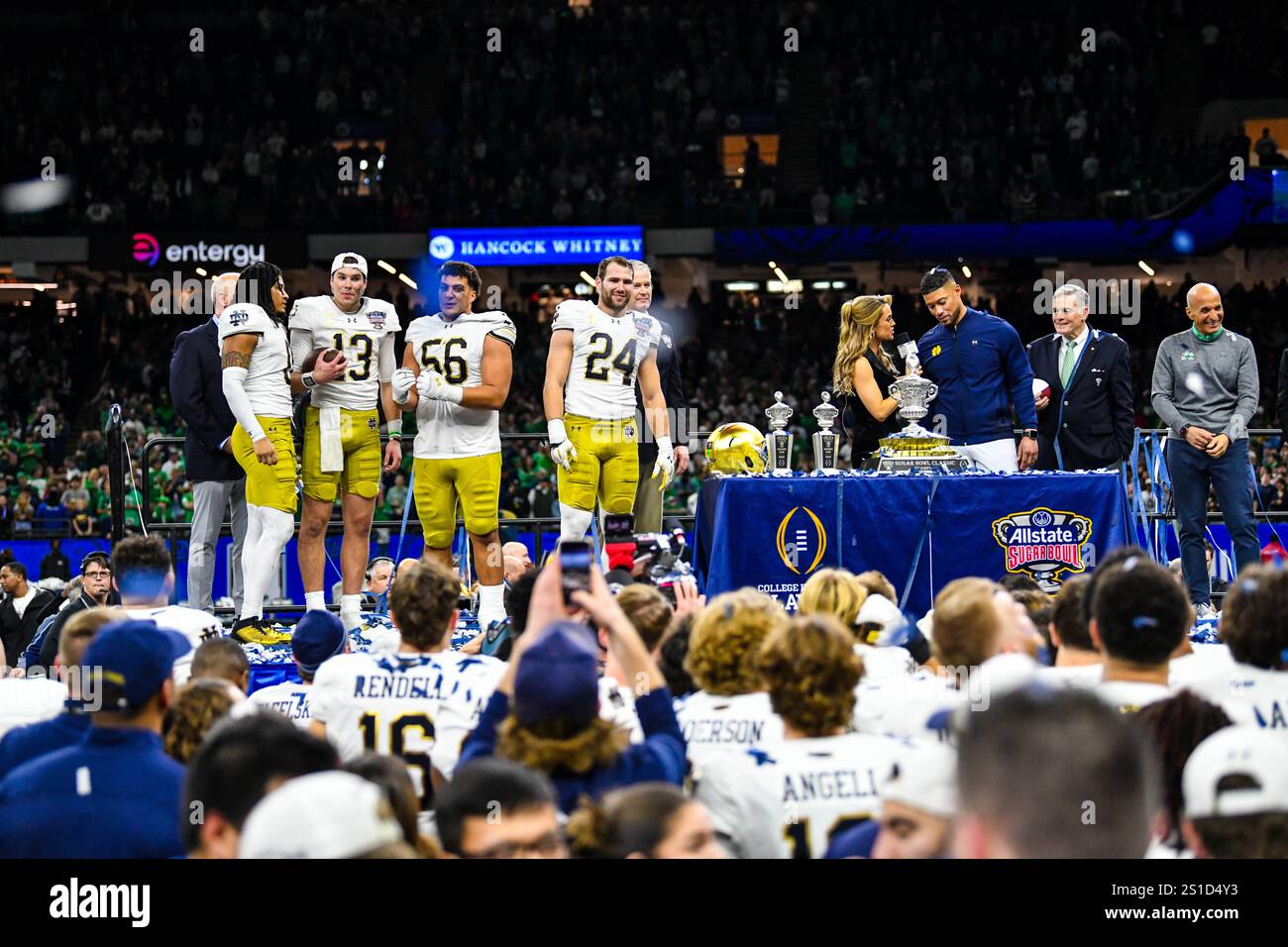 January 2, 2025, New Orleans, Louisiana, USA: Notre Dame captains Notre ...