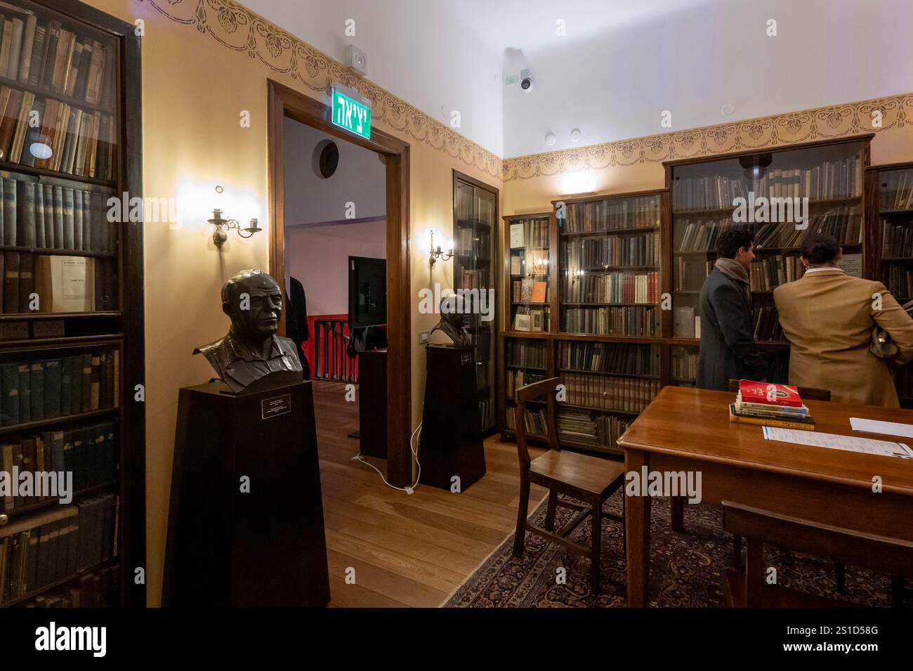 Visitors at the library room inside Bialik House built in 1925, which ...