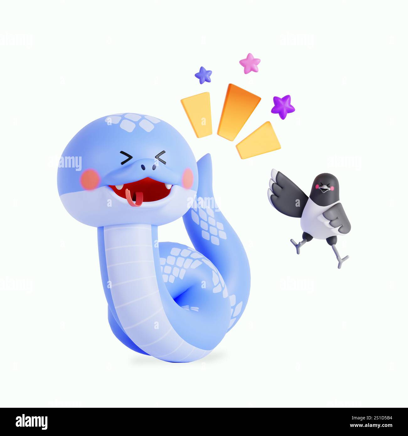 A snake and a magpie giving an excited high five Stock Photo - Alamy