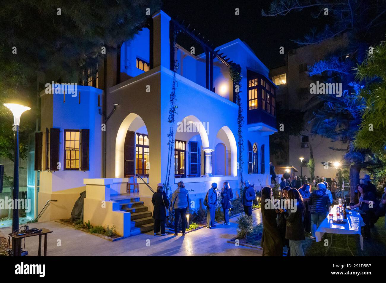 People attend an event in Bialik House built in 1925, which was the ...