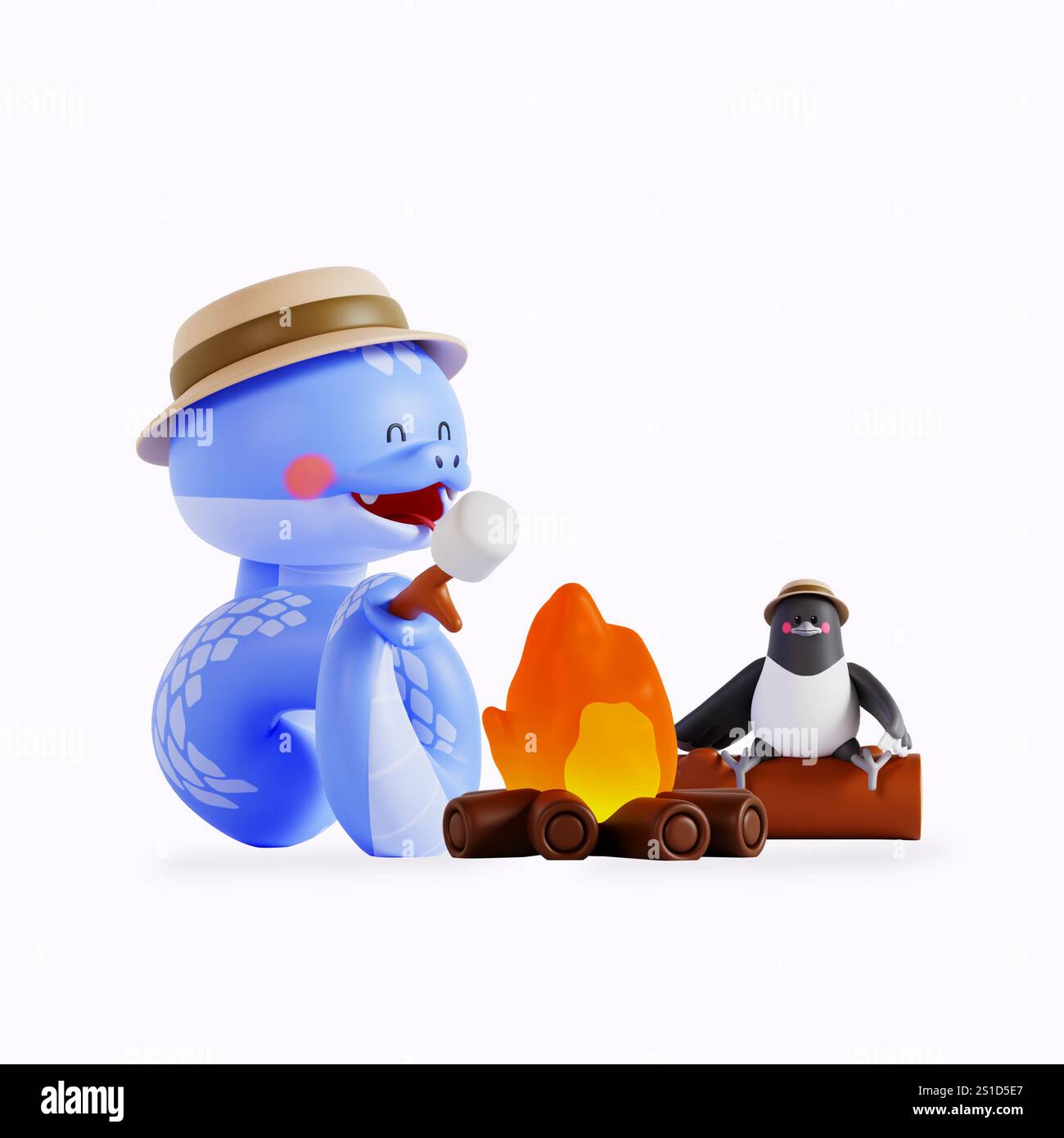 A snake and a magpie roasting marshmallows over a bonfire Stock Photo ...