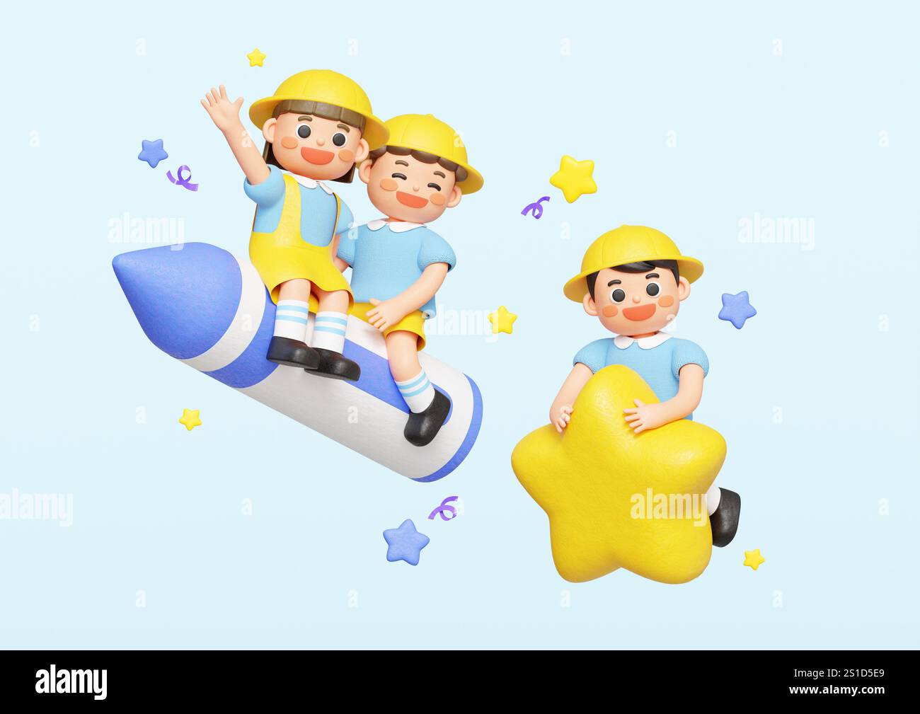 Children flying in spaceships and airplanes Stock Photo - Alamy