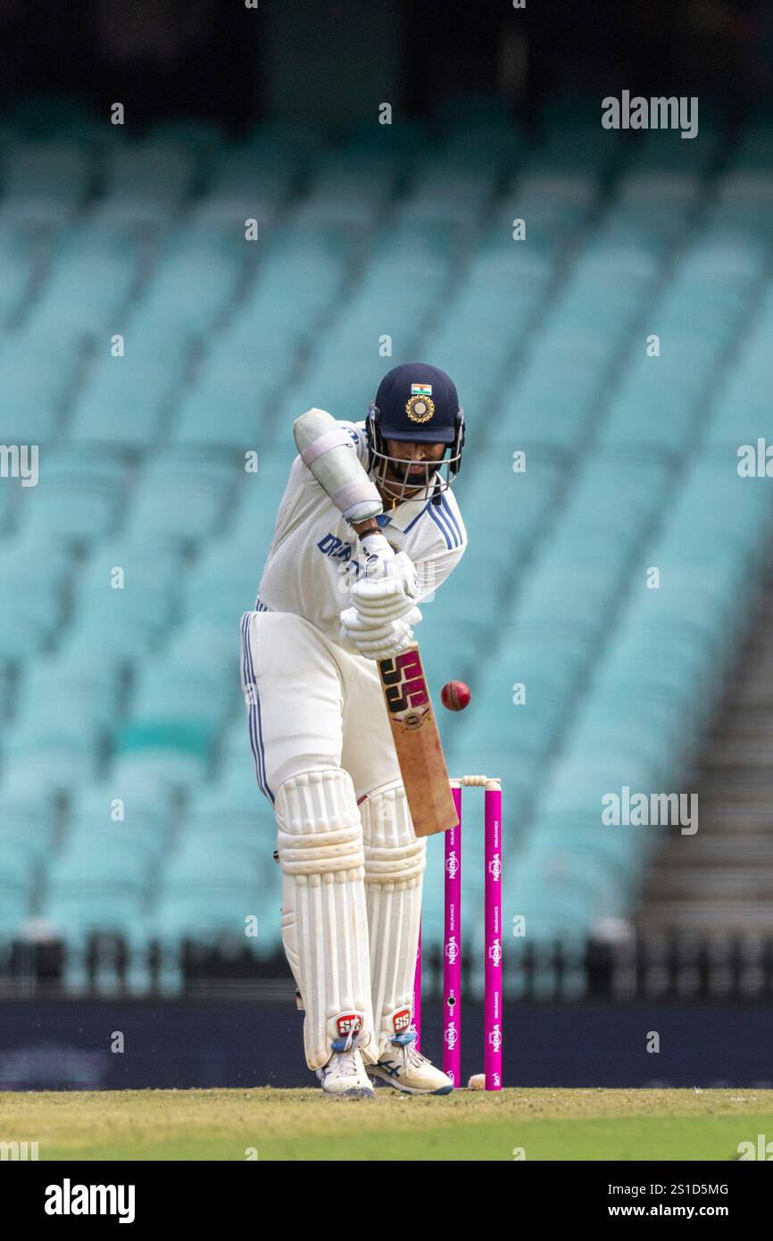SYDNEY, AUSTRALIA - JANUARY 03: Washington Sundar of India bats during ...