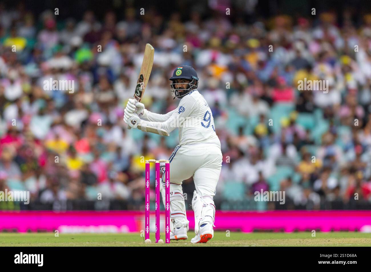 SYDNEY, AUSTRALIA - JANUARY 03: Jasprit Bumrah of India bats during day ...