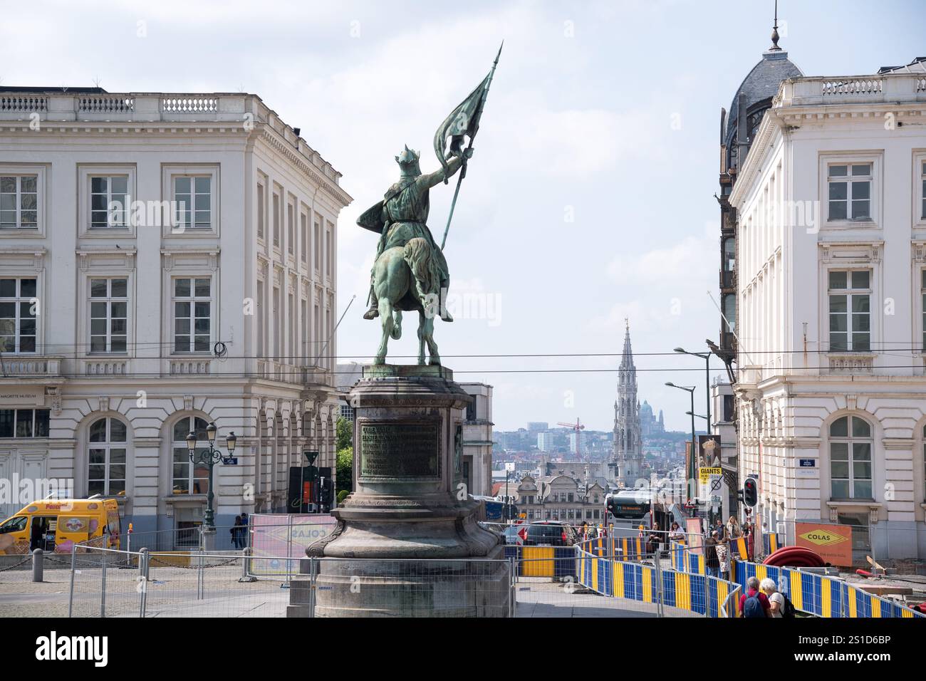 Equestrian statue of Godfrey of Bouillon from XIX century on Place ...