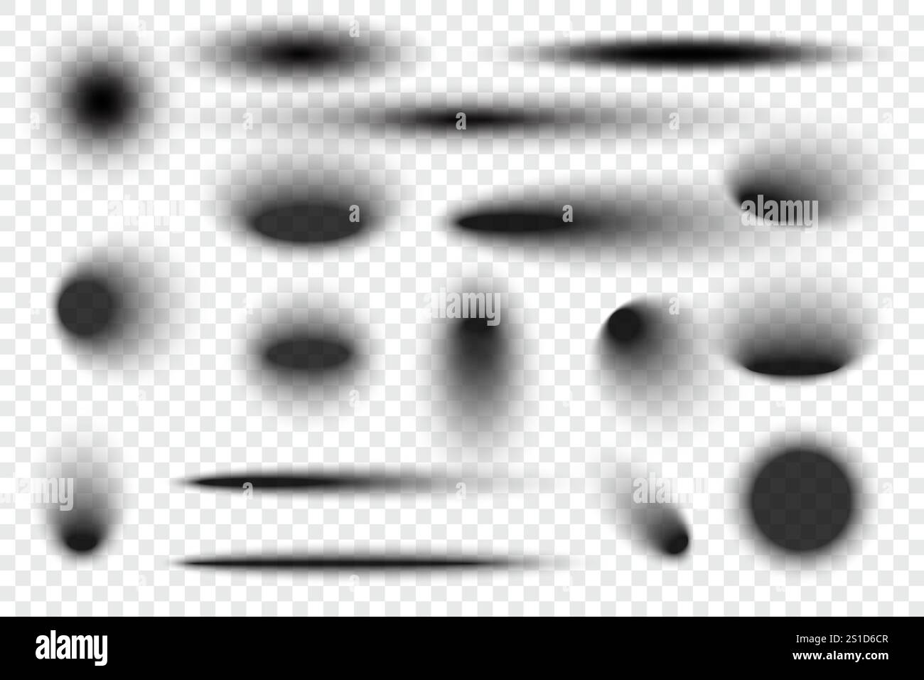 Circle shadows with blurred effect. Realistic oval black transparent ...