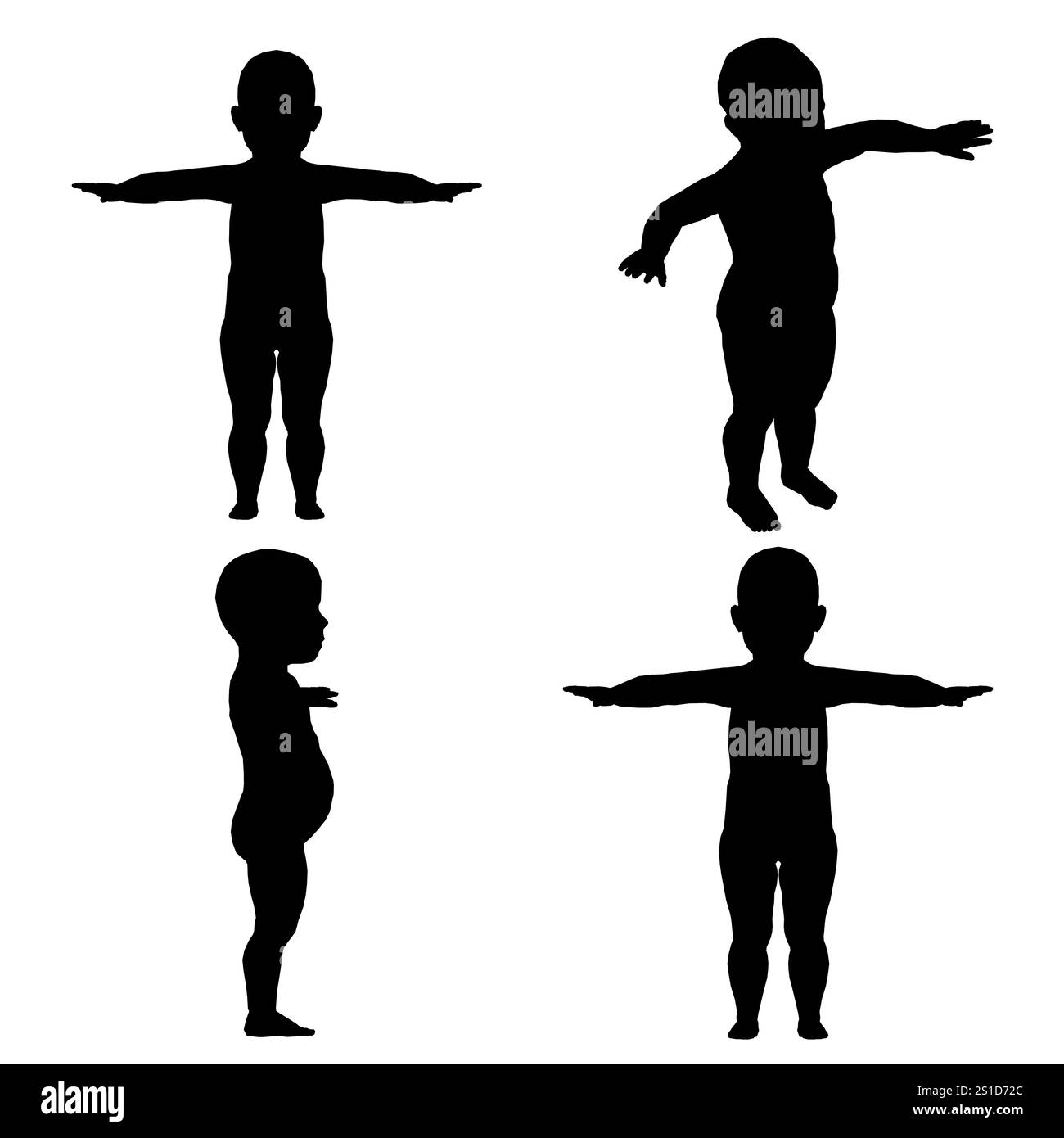 Four silhouettes of a baby in different poses. The first one is a baby ...