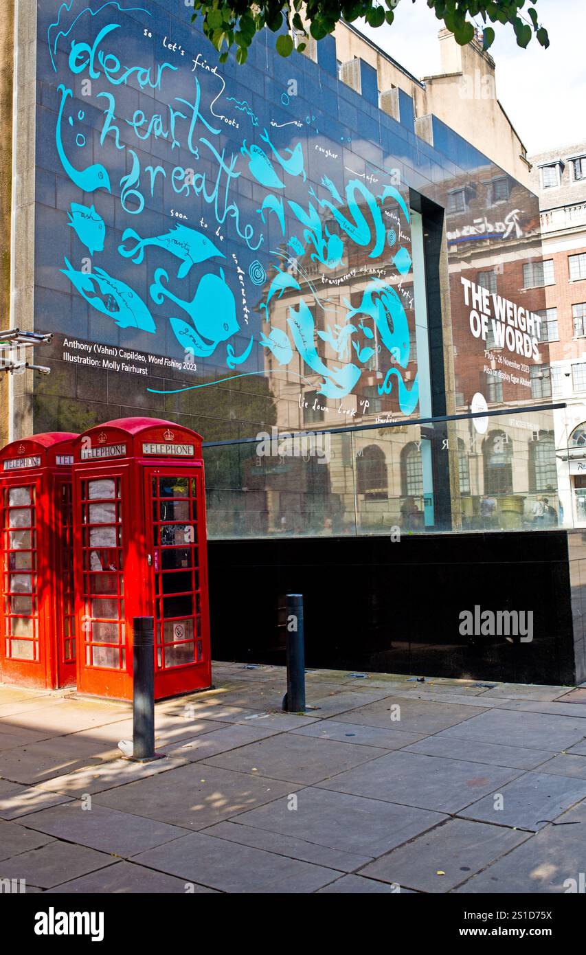 Phone Booths, The Headrow, Leeds, West Yorkshire, England Stock Photo ...