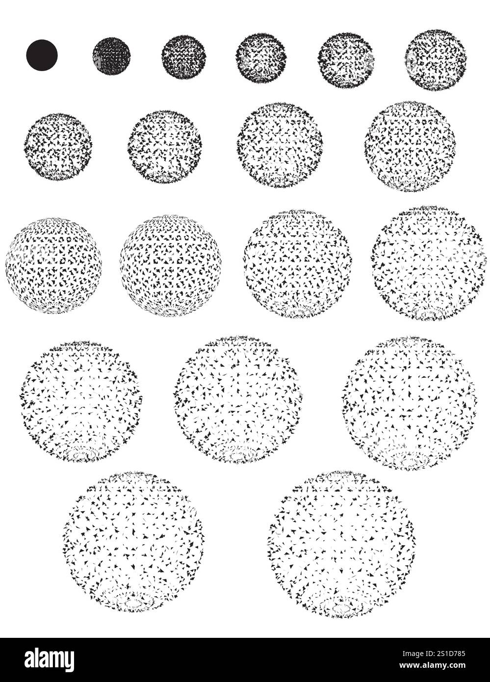 Series of black and white circles with varying sizes. The circles are ...