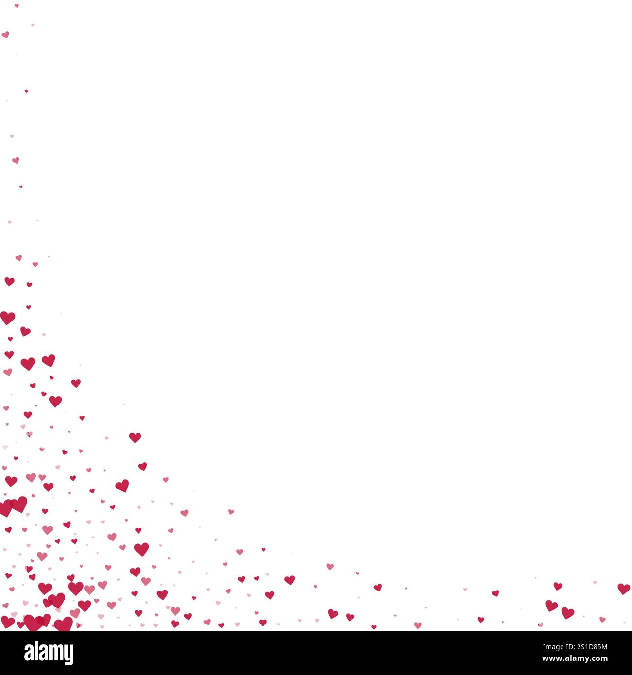 Valentine hearts, flying, falling down, floating. Red hearts scattered ...