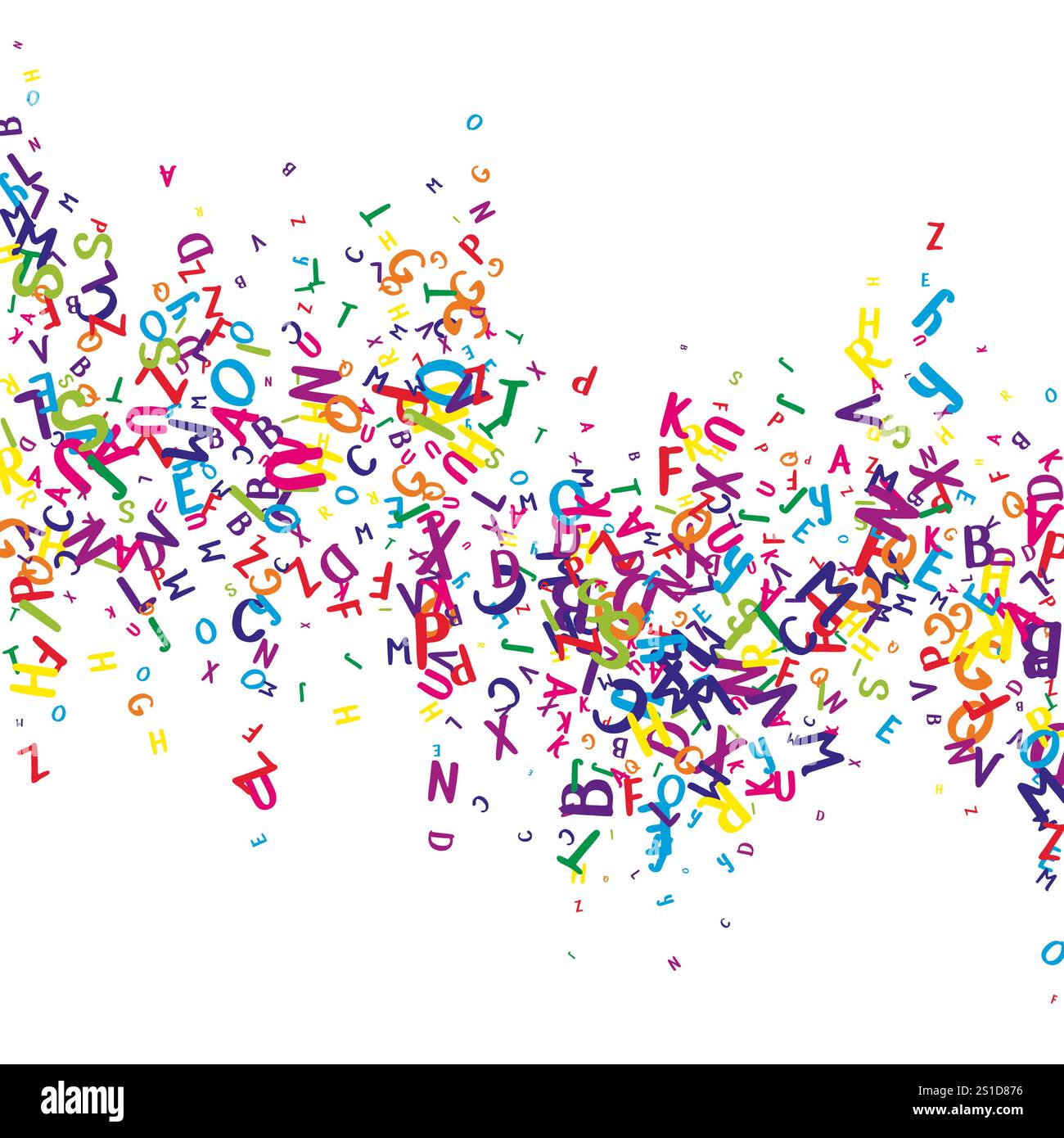 Falling letters of English language. Colorful childish flying ...