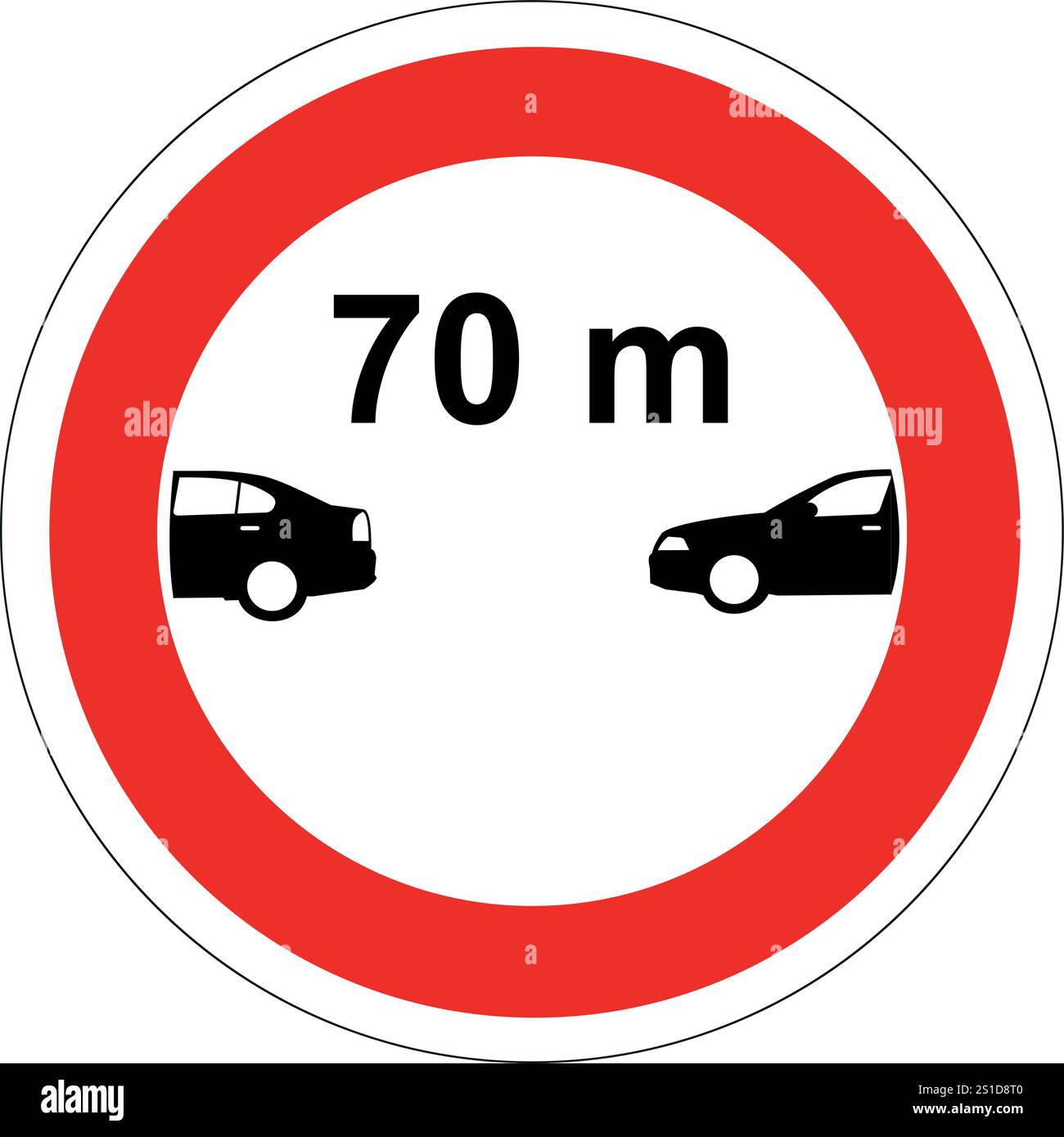 Road sign: Interdiction de circuler sans respecter l'intervalle indiqué ...