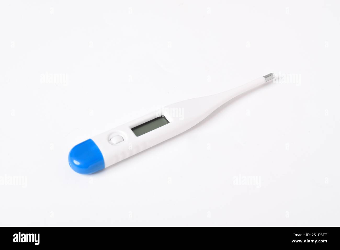 Electronic modern thermometer isolated on white background. Fever diagnostic and healthcare ...