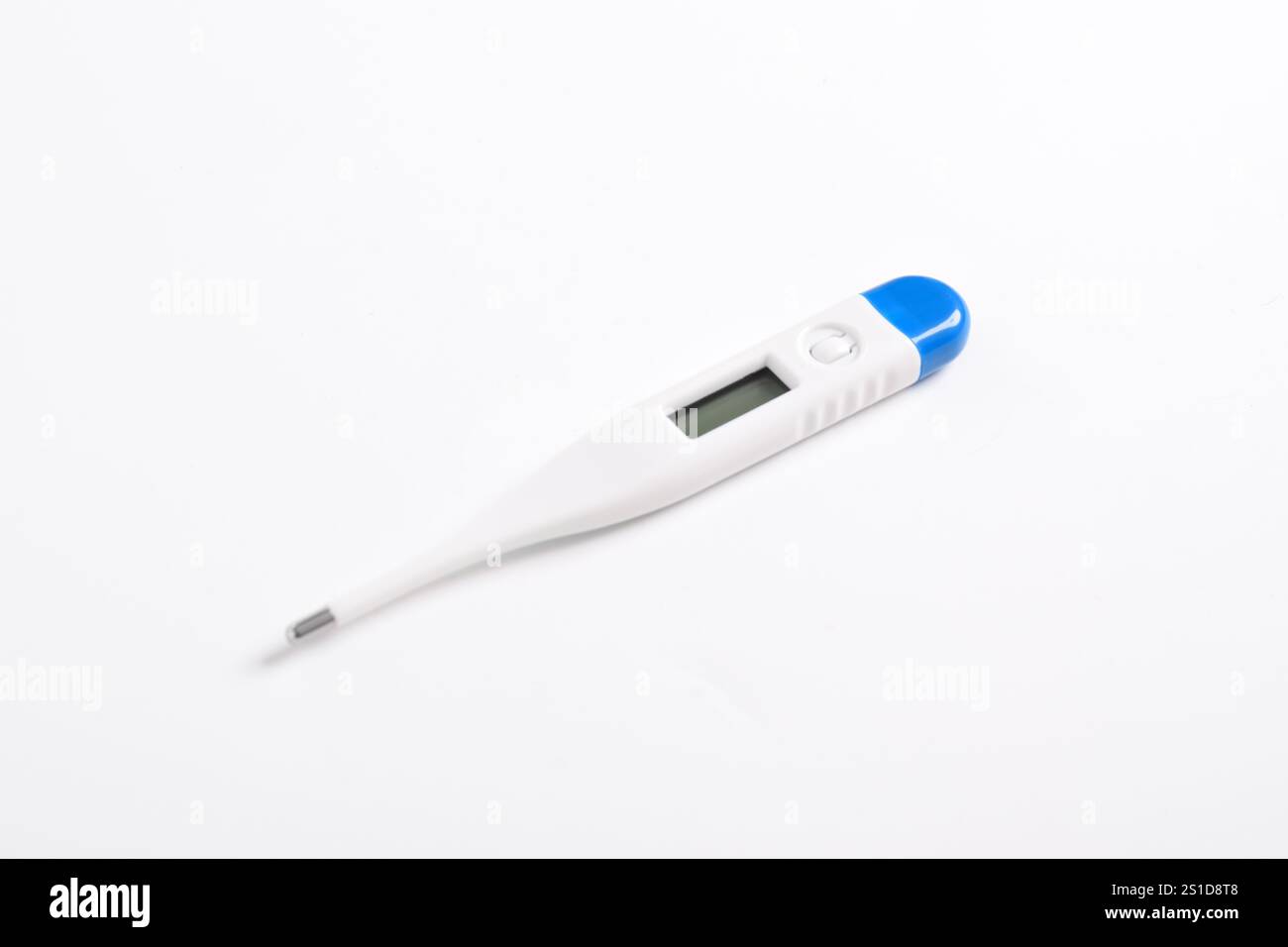 Electronic modern thermometer isolated on white background. Fever diagnostic and healthcare ...