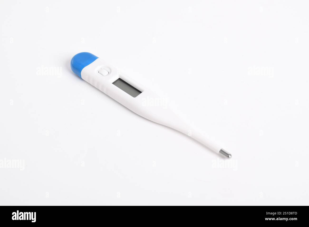 Electronic modern thermometer isolated on white background. Fever diagnostic and healthcare ...