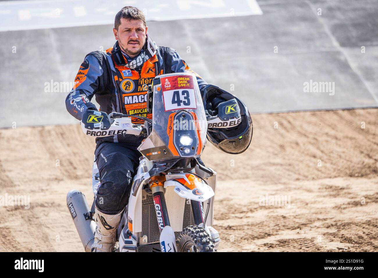 43 DALBEC Julien (fra), KTM, Nomade Racing, FIM W2RC, Rally2, action at podium start during the ...