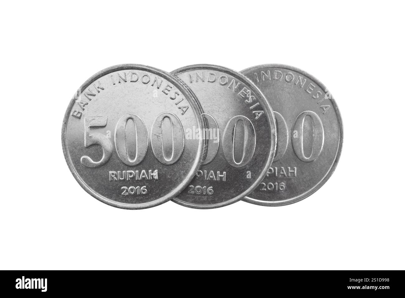 Silver coins isolated on white background. Indonesian rupiah coin ...