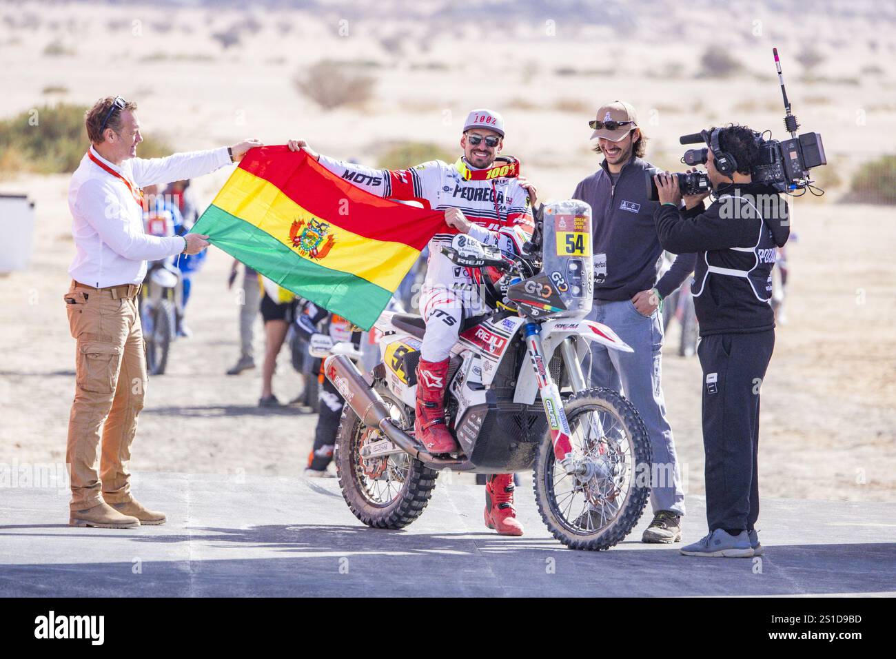 54 NOSIGLIA JAGER Daniel (bol), Rieju, Rieju-Pedrega Team, Motul, RallyGP, action at podium ...