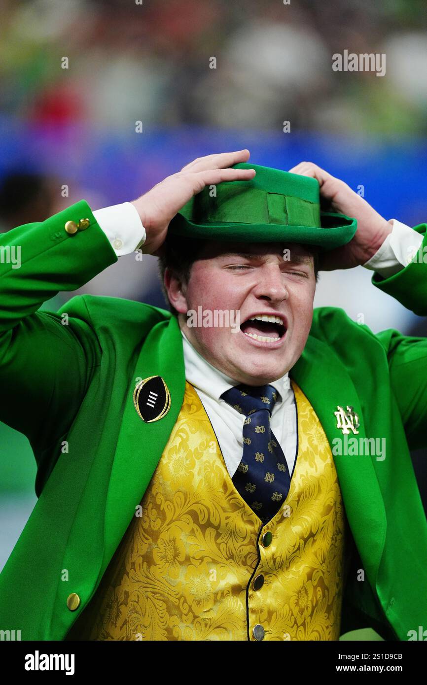 NEW ORLEANS, LA - JANUARY 02: The mascot Leprechaun of the Notre Dame ...