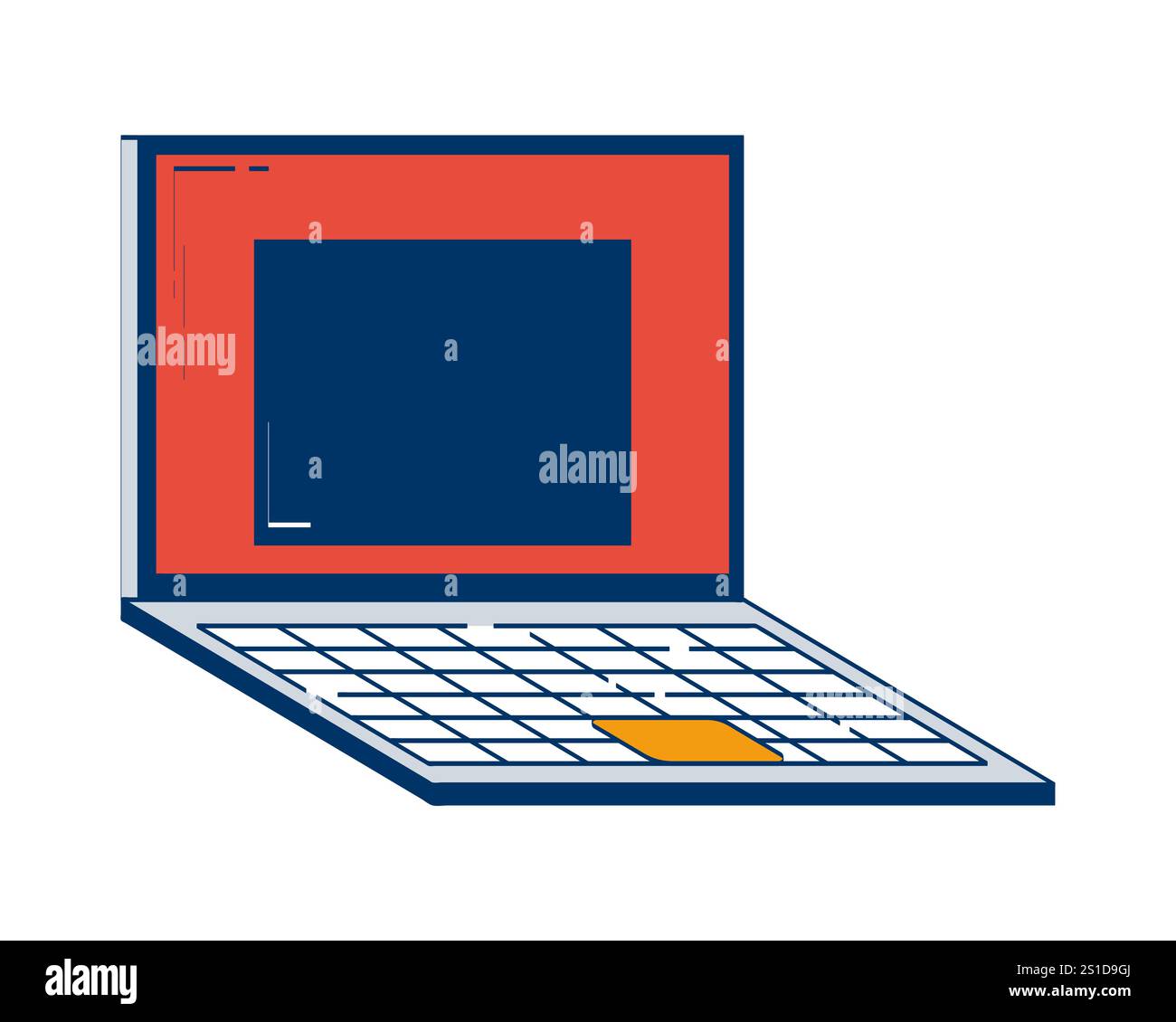 Minimalist open laptop with empty web window on display 2D doodle ...