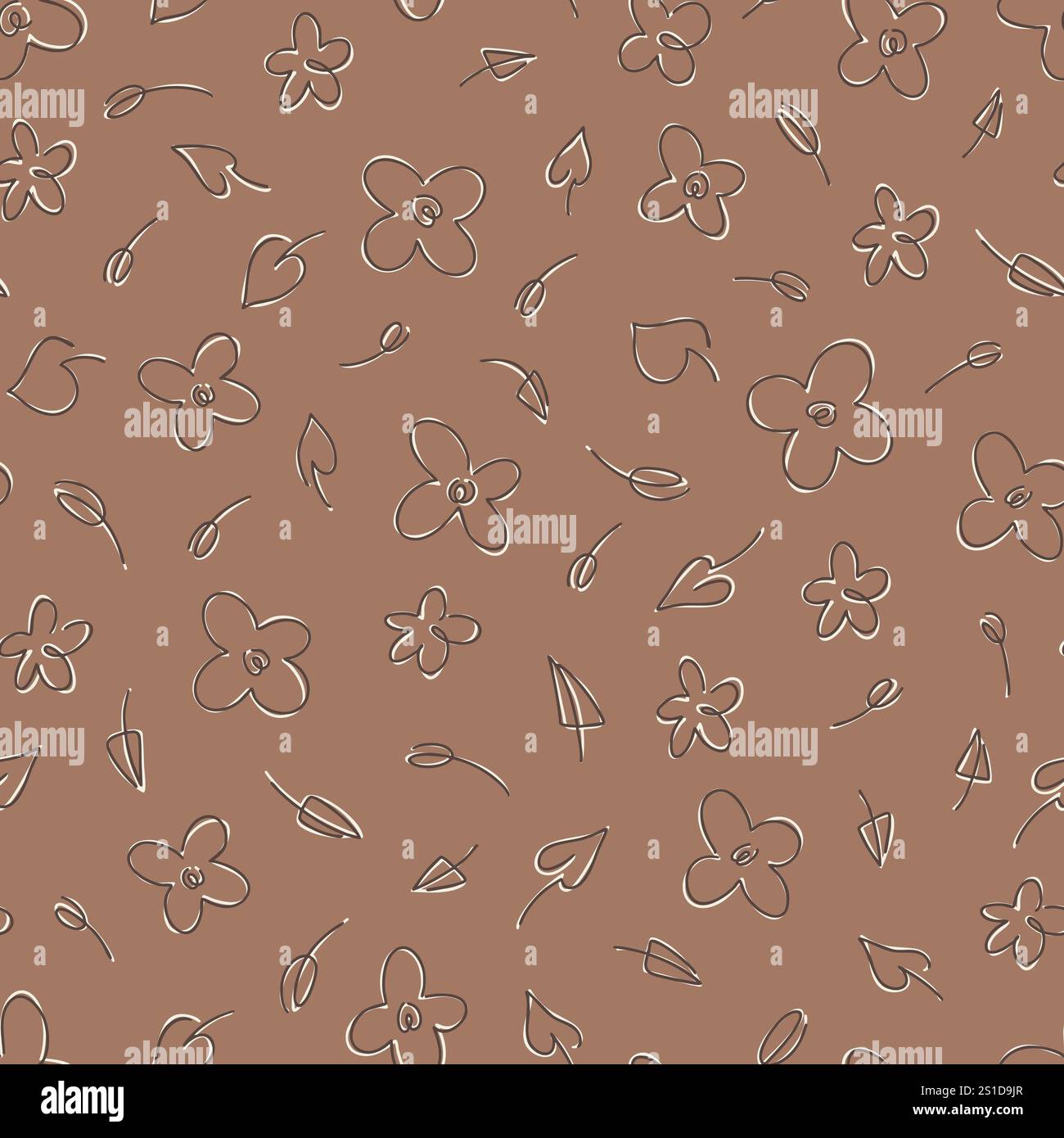 Minimalist and playful floral style pattern in Mocha Mousse colour ...