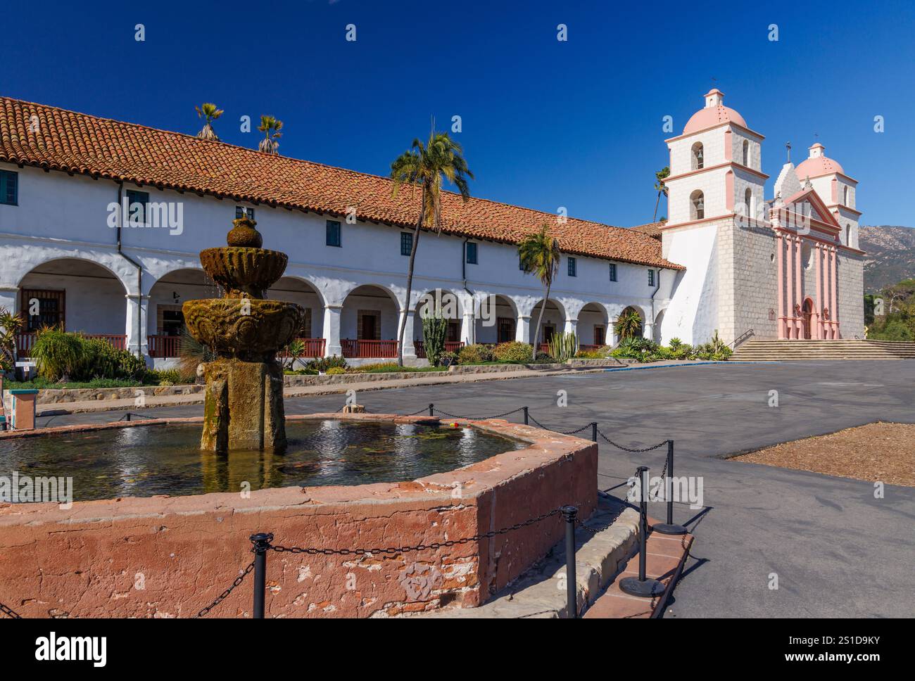 The historic Santa Barbara Mission, known as the Queen of the Missions ...