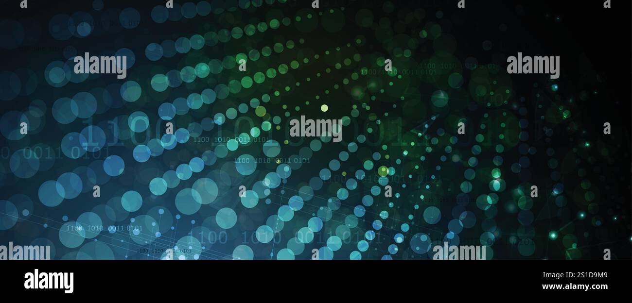 Abstract technology Digital circles of particles. Futuristic background. Big data visualization ...