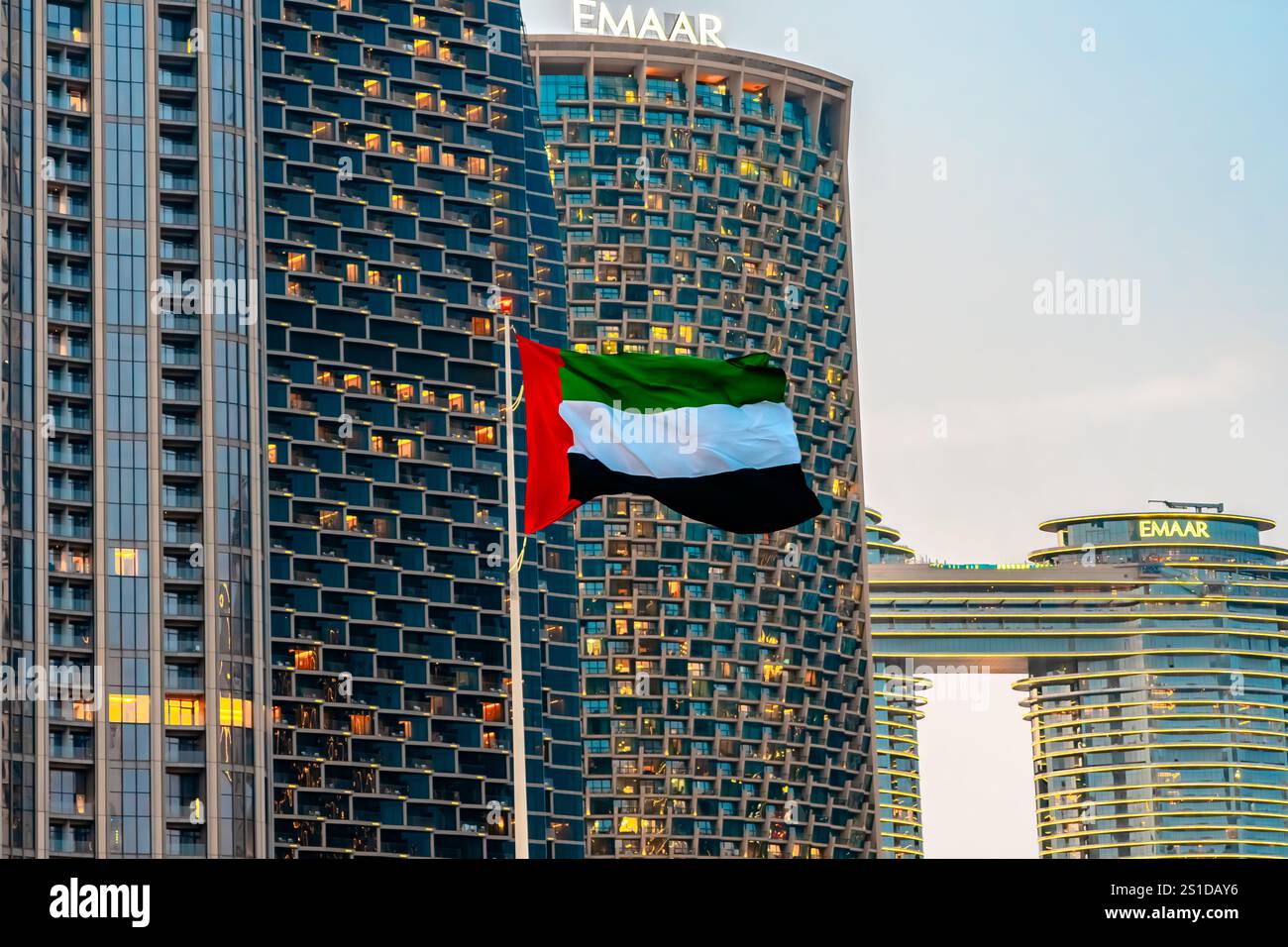 UAE flag skyscrapers. High quality photo Stock Photo - Alamy