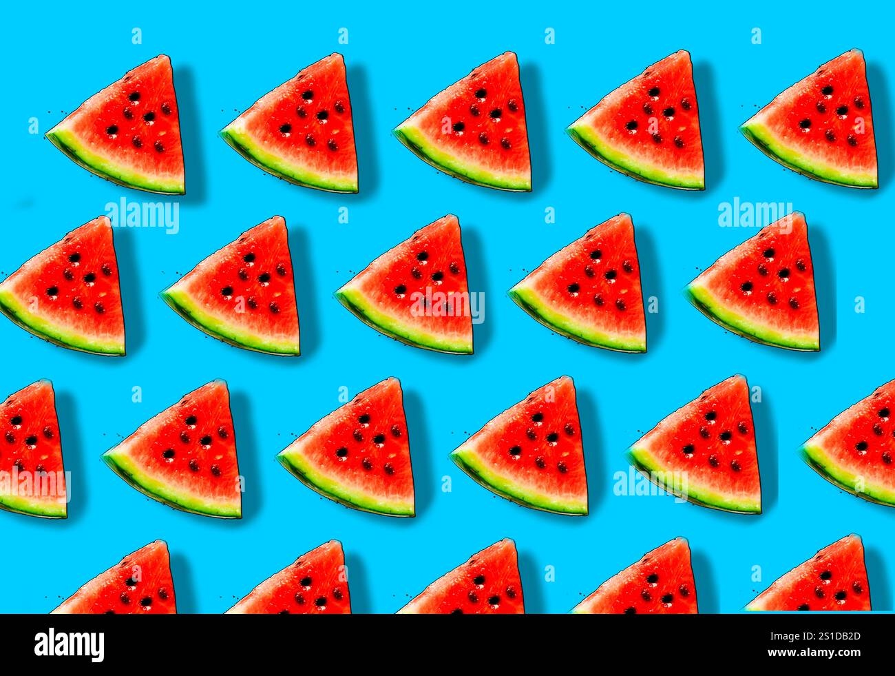 watermelon pattern on pastel blue background. Minimal summer concept ...
