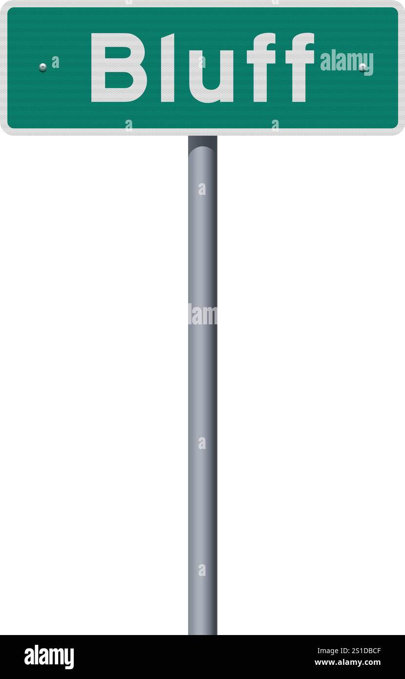 Vector illustration of the city of Bluff (Utah) green road sign on ...