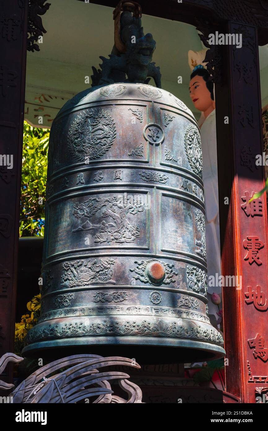Large metal bonsho bell on the territory of a Buddhist temple Stock ...